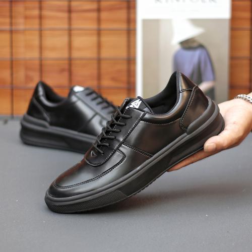 Jual Sepatu Sneakers Pria Hitam Polos Casual Formal Kerja Black Glossy ...