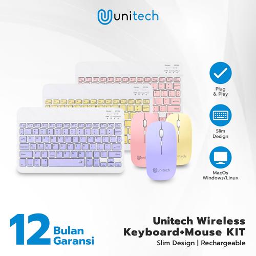Promo Unitech Wireless Bluetooth Keyboard Mouse KIT Set Lightweight ...