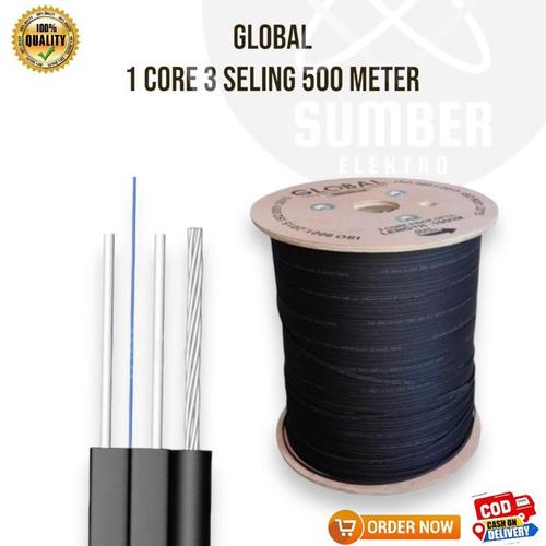 Jual TERBAIK KABEL FTTH DROPCORE 1 CORE 3 SELING 500 METER GLOBAL FO 1 ...