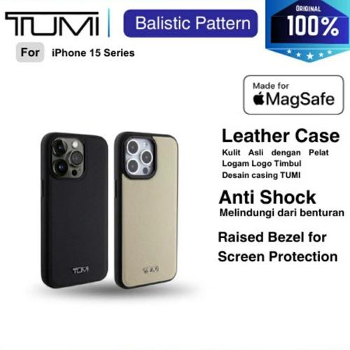 Jual Tumi Balistic Pattern Leather Magsafe Case iPhone 15 Pro Max Casing - Beige, 15 Pro Max ...