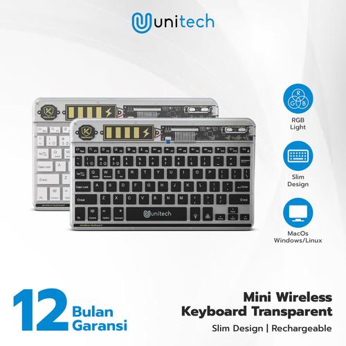 Jual Wireless Bluetooth Keyboard Transparant Unitech LED RGB Portable ...