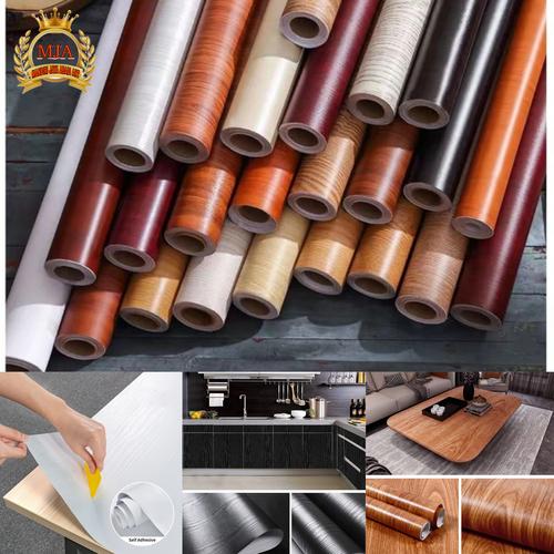 Promo Stiker tahan air PVC motif kayu tebal, stiker tembok lemari pintu ...