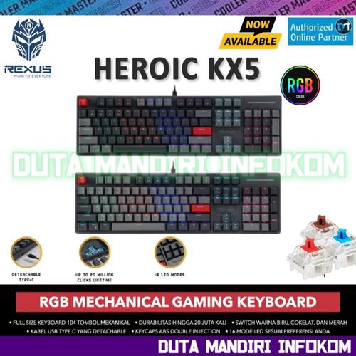 Jual Rexus Heroic KX5 - Fullsize Mechanical Gaming Keyboard - Black ...