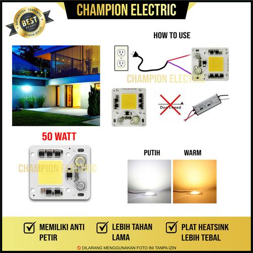 Jual Modul HPL High Power LED Chip Lampu Sorot COB 50W 220V AC Top ...