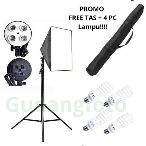 Jual Paket Light Stand Lampu lighting studio 4 Socket free lampu 45 ...
