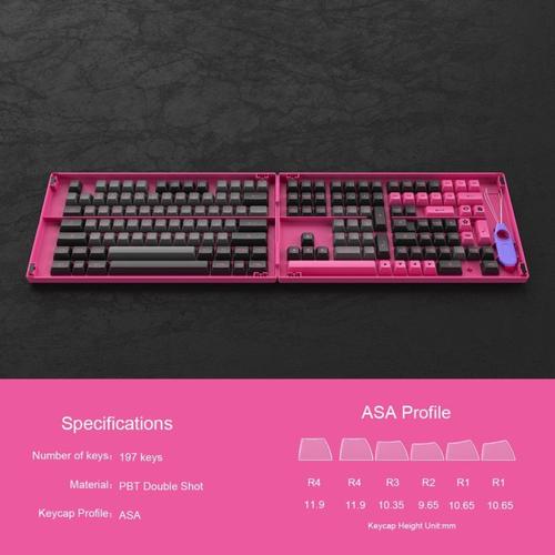 Jual Akko Black&Rose Custom Keycap Set 197-Key ASA Profile Full Key Cap ...