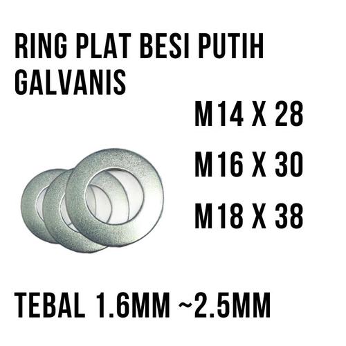 Jual Ring Plat Besi Putih Galvanis Pasangan Baut Lingkar Dalam M14 M16 ...
