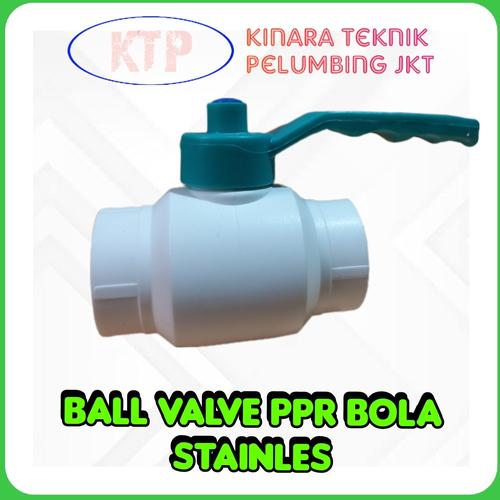 Jual Ball valve ppr 20mm 1/2" putih bola stainles(bisa air panas) stop ...