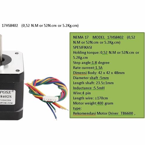Jual Nema 17 hanpose stepper motor hanpose 17HS8402 1,3A hanpose - Kab ...