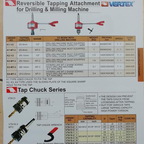 Jual vertex tapping attachment k3-mt3 - Kota Surabaya - Vertex ...