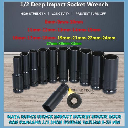 Jual Mata Kunci Shock Impact Socket Shock Sock Sok Panjang 1/2 Inch 8 ...