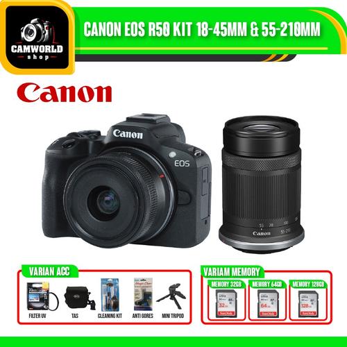 Jual Canon EOS R50 Kit 18-45mm & 55-210mm Mirrorless Camera EOS R50 Kit ...