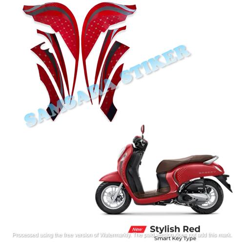 Jual STICKER STRIPING MOTOR HONDA SCOOPY STYLISH 2023 MERAH STANDAR FUL ...