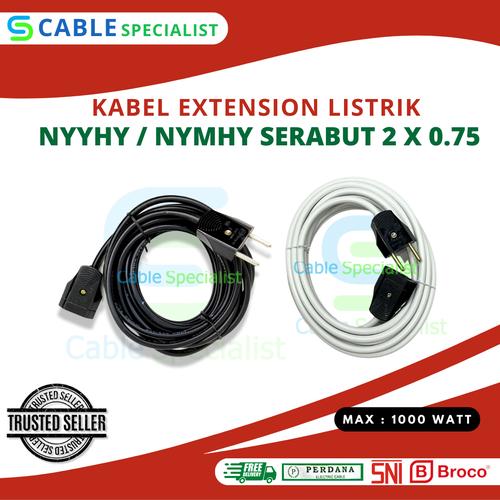 Jual Kabel Extention Listrik Broco 1000 Watt Hitam Putih 1 - 10 Meter ...