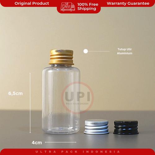 Jual BOTOL PET TUBULAR 60ML CLEAR & TUTUP ULIR ALUMINIUM EMAS - Kota ...