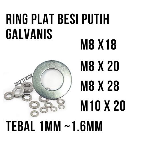 Jual Ring Plat Besi Putih Galvanis Pasangan Baut Lingkar Dalam M8 M10 ...