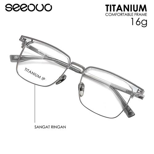 Promo Seeouo Frame Kacamata Model Kotak Half Frame Bahan Titanium Kokoh ...