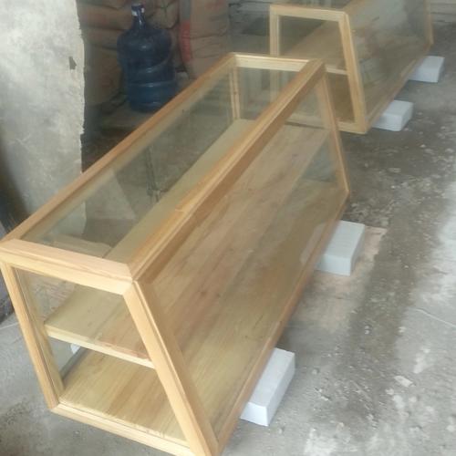Jual etalase food display makanan kue roti cafe resto kaca frame kayu ...