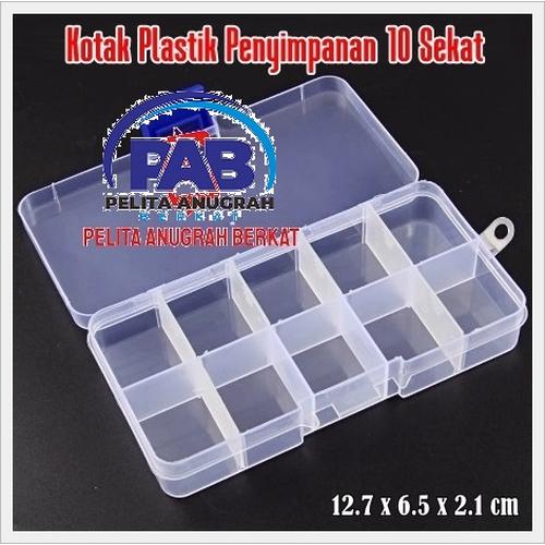 Jual Kotak Plastik Penyimpanan 10 Sekat Cincin Spare Part Koin Obat ...