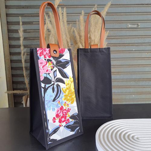 Promo Tas Botol Minum / Tumbler 800 ml Ukuran 10x10x25 cm - Daun Biru ...