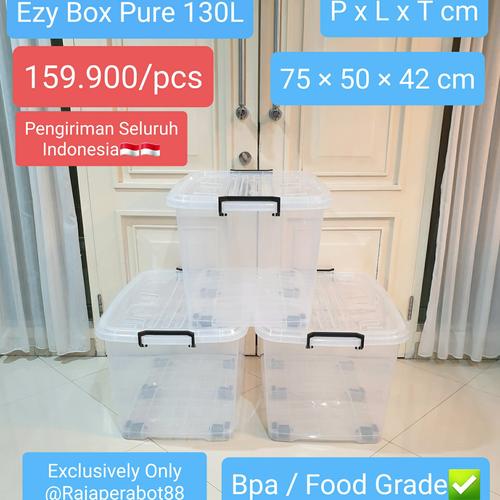 Jual Storage Box Ezy Cb130 Liter Roda Bening Tebal Kotak Container ...