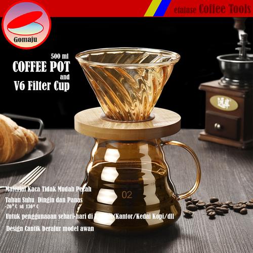 Promo Coffee Glass dan V6 Corong Filter Cup Dripper Filter Penyaring ...