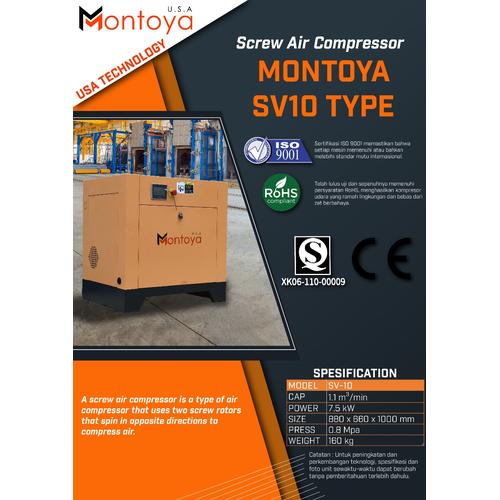 Jual Screw Compressor 10hp kompresor udara 10 HP MONTOYA USA SV10 ...
