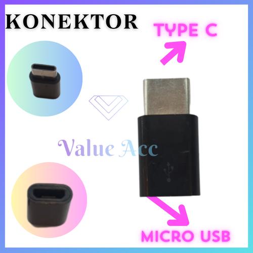 Jual Conector Converter Micro USB To Type C konektor Mikro USB ke Type ...
