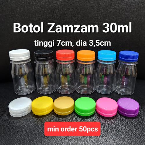 Jual Botol Zamzam 30ml | Botol MINI 30ml - Tosca, Tulisan Hitam ...