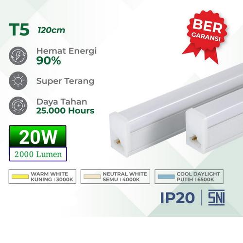 Jual Lampu T5 LED 20w Set Komplit 120cm AC 220V Myvo - Putih, Bublewarp ...