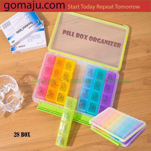 Jual KOTAK OBAT MEDICINE STORAGE PILL BOX ORGANIZER WARNA WARNI 28 BOX ...
