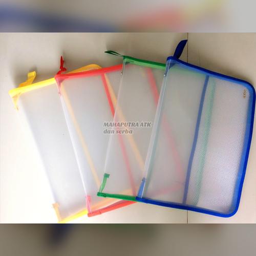 Jual Map Plastik Zipper bag ukuran folio Map Jaring Plastik - Biru ...
