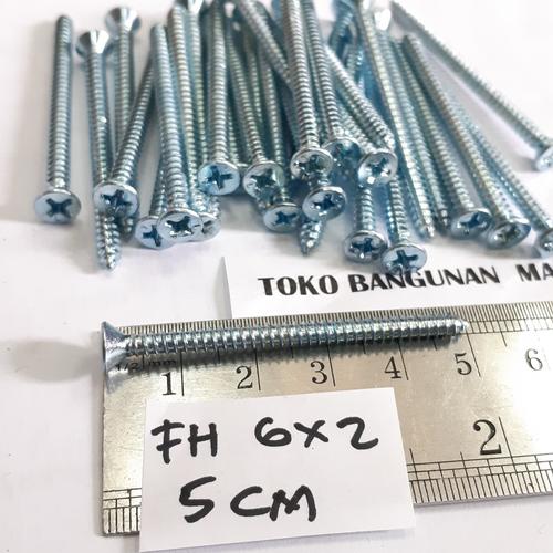 Jual Skrup Kepala Rata 6x2= 5 cm / Sekrup Taping FH 6 x 2 per 100 pcs ...