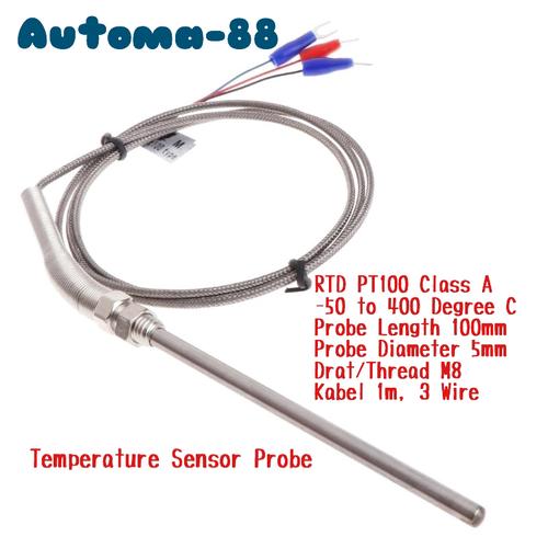 Jual Sensor Suhu RTD PT100 Thermocouple PT-100 Probe 100mm Kabel 1M ...