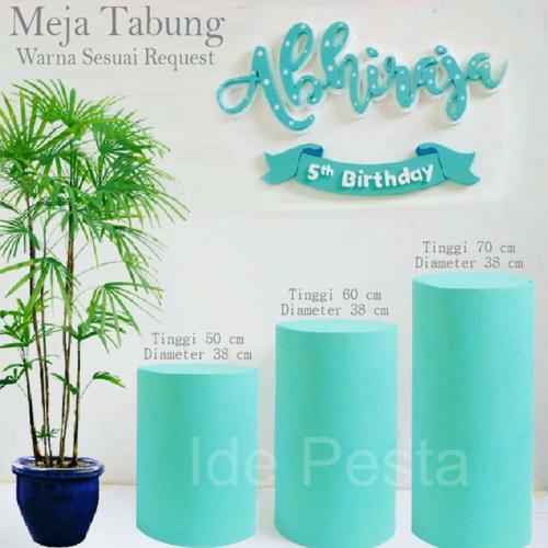 Jual meja tabung bulat / meja cake ultah / meja bundar decor birthday ...