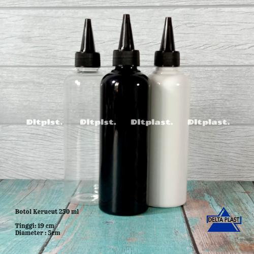 Jual botol tinta kerucut 250 ml Tutup Hitam - Natural - Botol putih ...