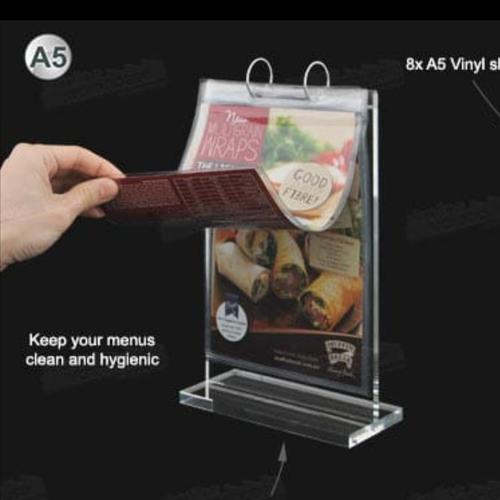 Jual Acrylic Menu Tempat Brosur gantung Akrilik bahan 5 mm uk A5 Papan ...