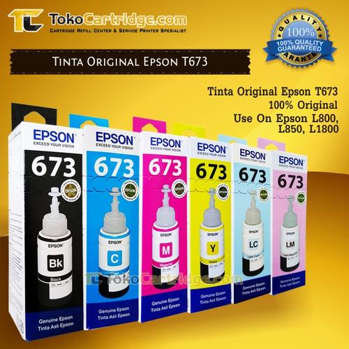 Jual Tinta Printer Epson 673 T673 Original Epson L800 L805 L850 L1800 - Biru, Ori Non Box ...