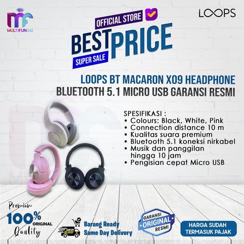 Jual Loops Macaron X09 Headphone Bluetooth 5.1 Micro USB Garansi Resmi ...