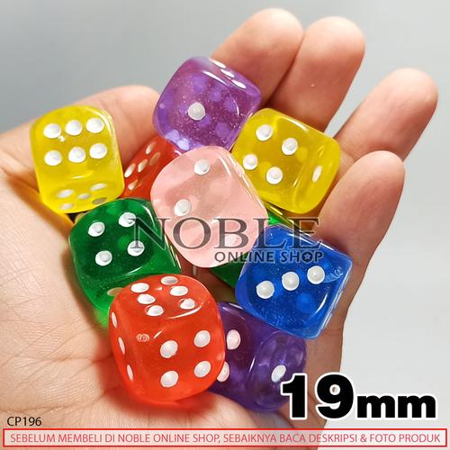 Jual DADU WARNA 19 MM BENING TRANSPARAN DICE LUDO ULAR TANGGA MONOPOLI ...