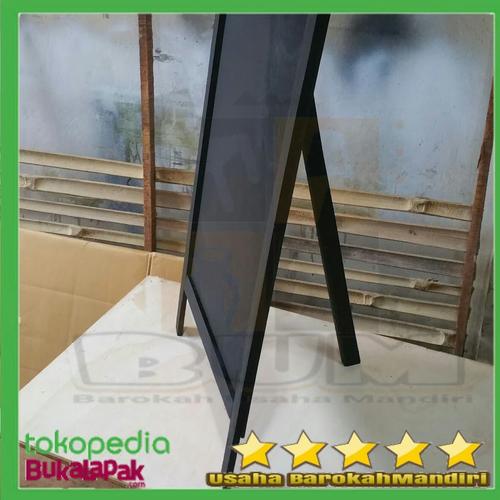 Jual blackboard papan tulis stand 50x80cm full black papan tulis kapur ...