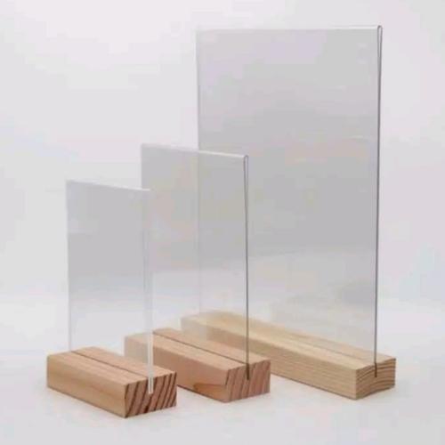 Jual Akrilik A4 + Standing kayu custom acrylic menu standing dudukan ...