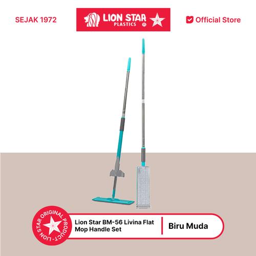 Promo LION STAR Alat Pel Livina Flat Mop Handle Set BM-56 - Biru Muda ...