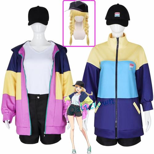 Jual Anime Paripi Koumei Tsukimi Eiko Cosplay Costume Blonde Wig Hooded ...
