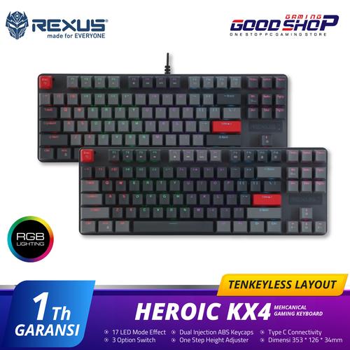 Jual Rexus Keyboard Gaming Heroic KX4 - Black, Blue Switch - Jakarta ...