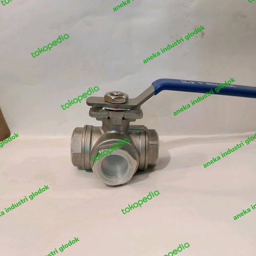 Jual ball valve 3 way stainless steel mounting pad 1 inch - T port ...
