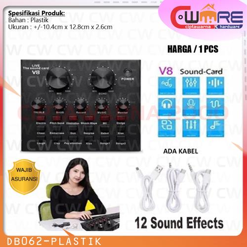 Jual Sound Card V8 Singing Live Soundcard Mixer External Audio ...