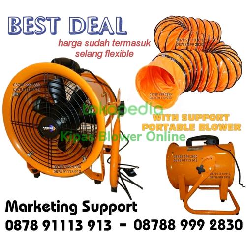 Jual Portable ventilator blower 8 inch + flexible duct hose 8 inch 5 ...