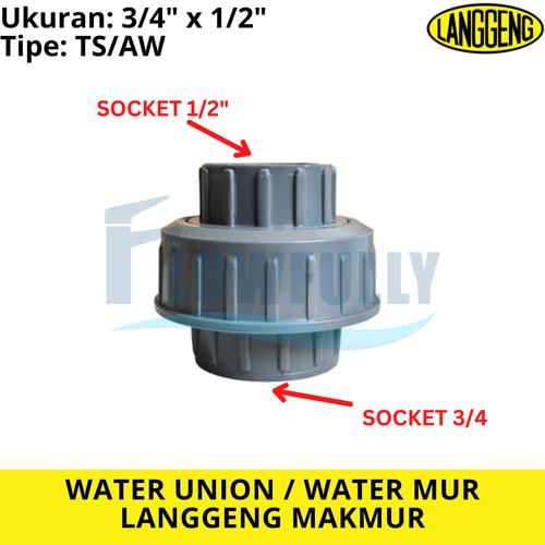Jual WATER MOOR TS 3/4 x 1/2 INCH PVC LANGGENG WATER UNION MUR WATERMUR ...