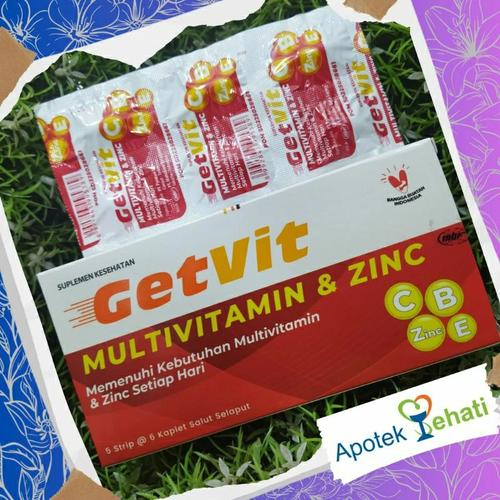 Jual Getvit Multivitamin & Zinc per Strip isi 6 Kaplet Salut Selaput ...